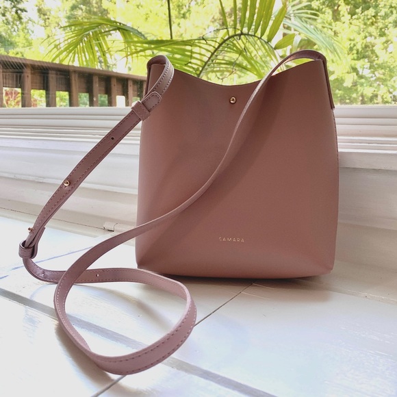 Samara | Bags | Samara Cross Body Bucket Bag In Rose Blush Pink Vegan ...